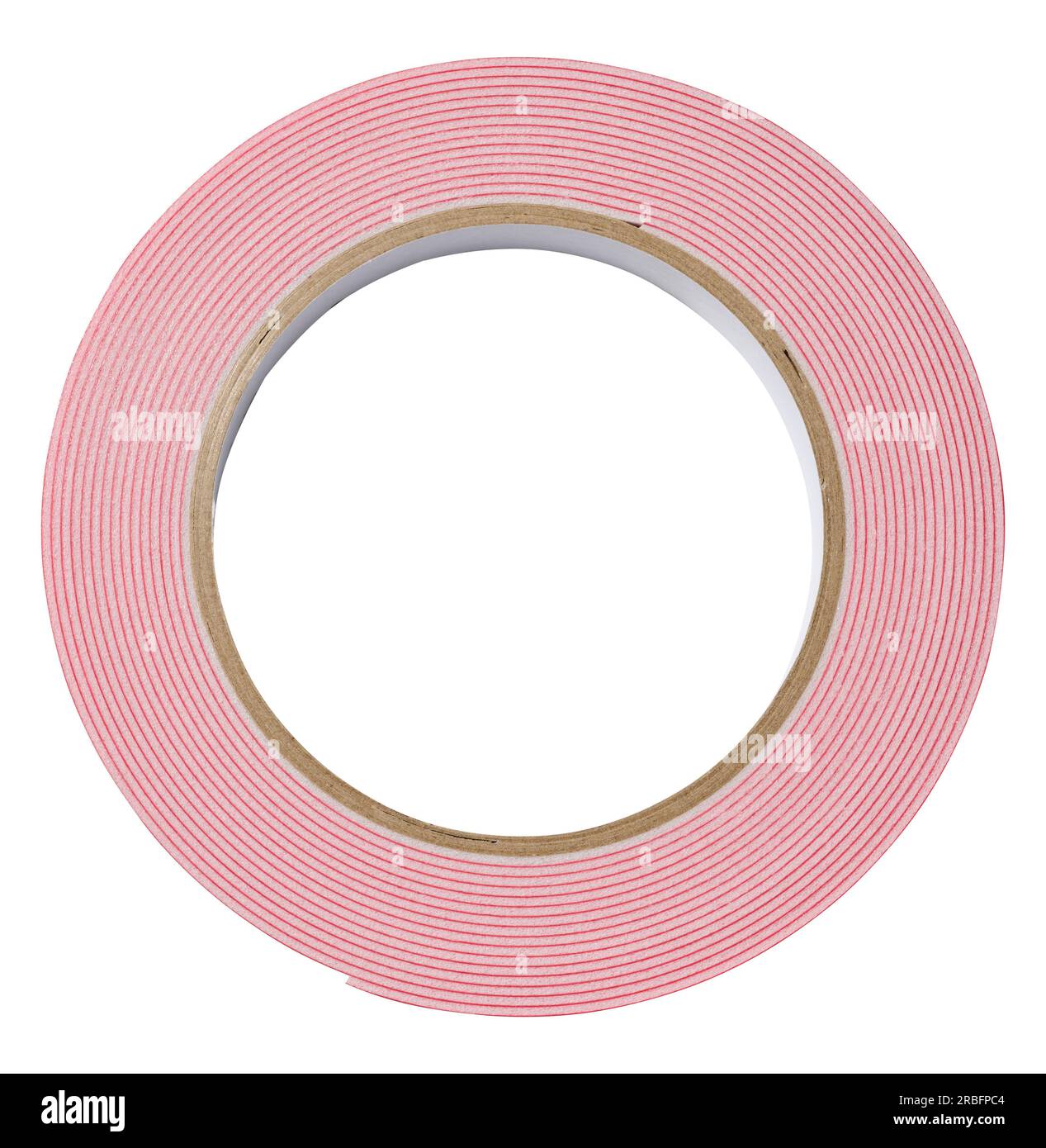 Roll of red double-sided tape on a white isolated background, repair ...