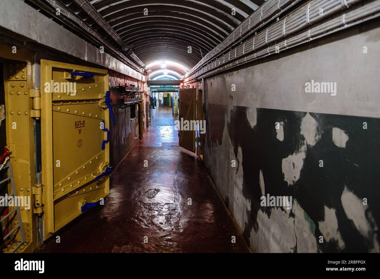 Tunnel of Soviet bunker, battery command post, echo of Cold War Stock ...
