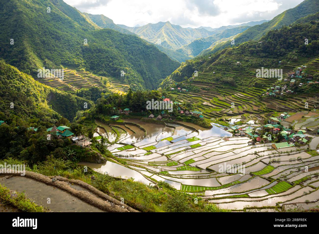 Ifugao rice terraces in Batad, northern Luzon, Philippines. Aerial view ...