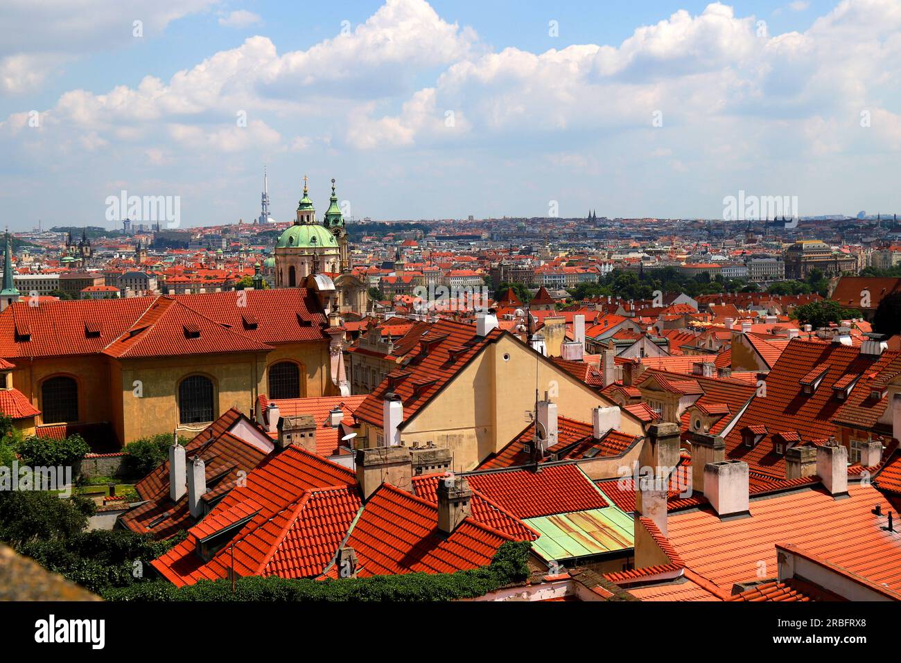 Prague, Czech Republic. Mala Strana, Lesser Town of Prague. Top view of ...