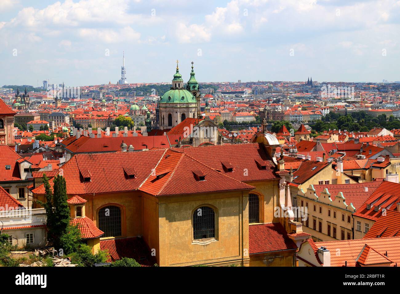 Prague, Czech Republic. Mala Strana, Lesser Town of Prague. Top view of ...
