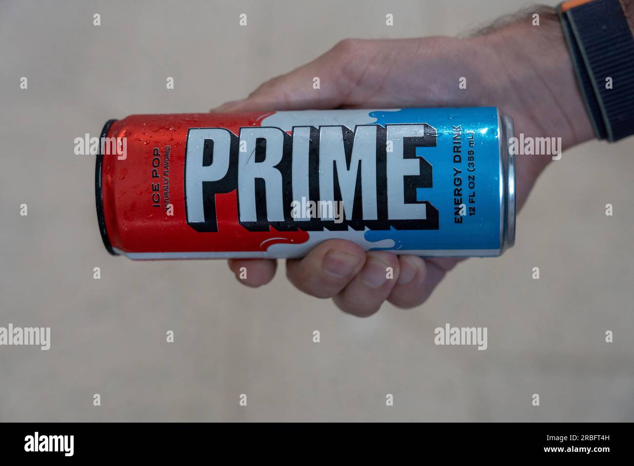NEW YORK, NEW YORK - JULY 09: A can of PRIME, a beverage brand founded ...
