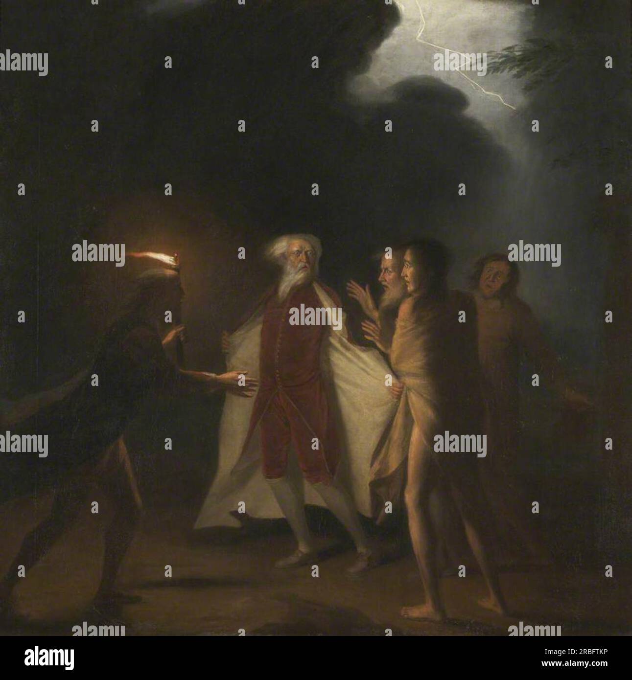 King Lear in the Tempest Tearing off his Robes by George Romney Stock ...