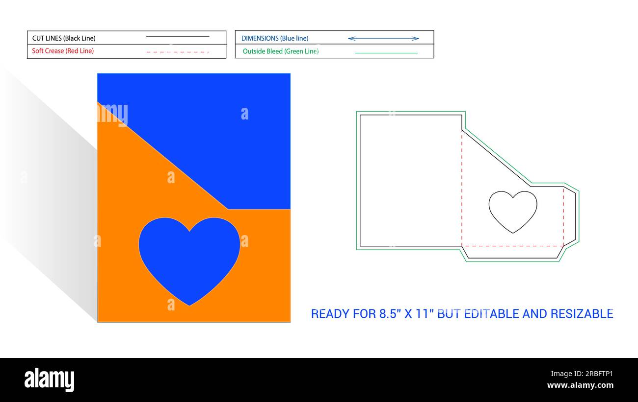 Pocket or folder die line ready for 8.5x11 inch page editable and ...