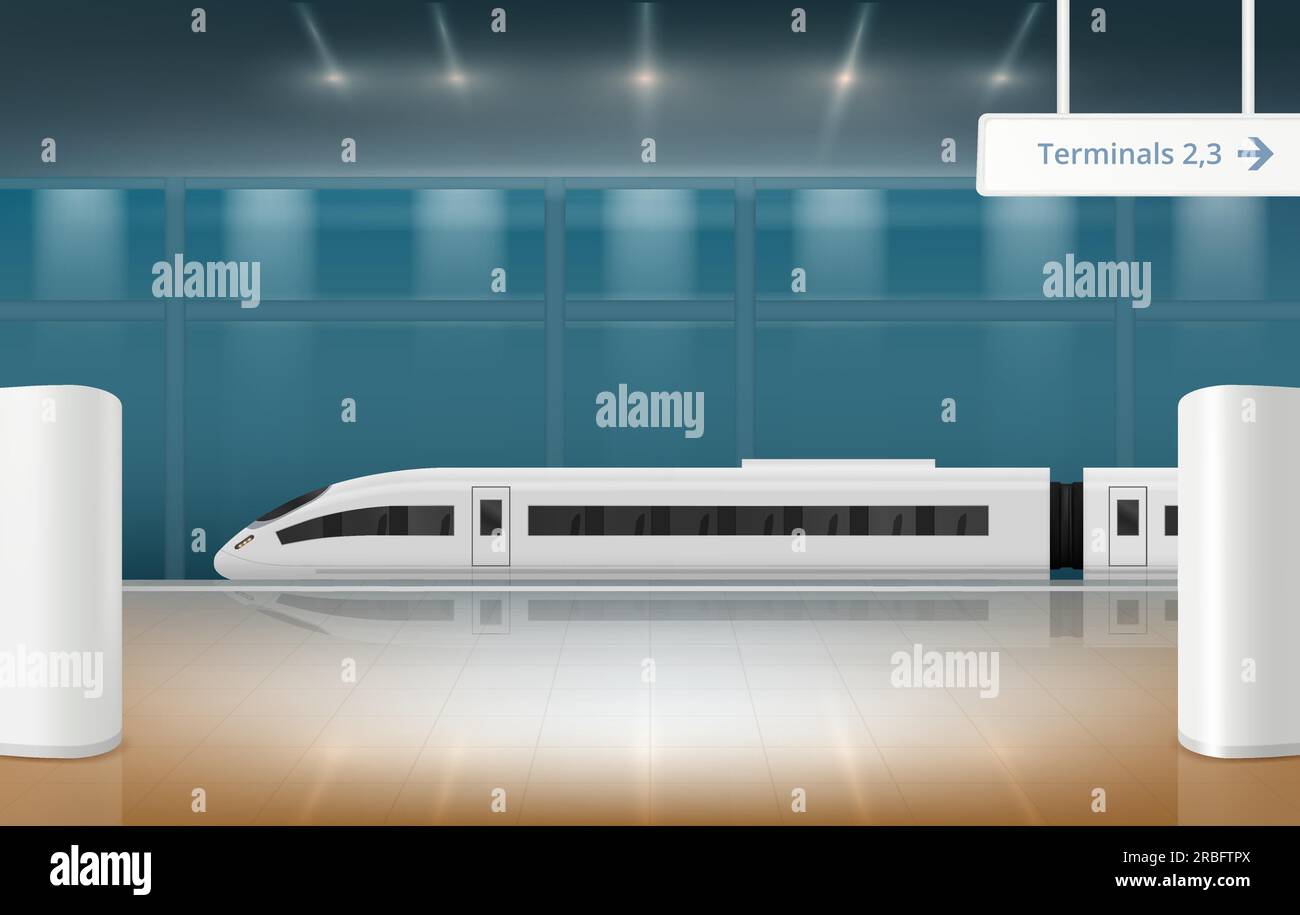 Subway. Realistic underground city subway interior with train station ...