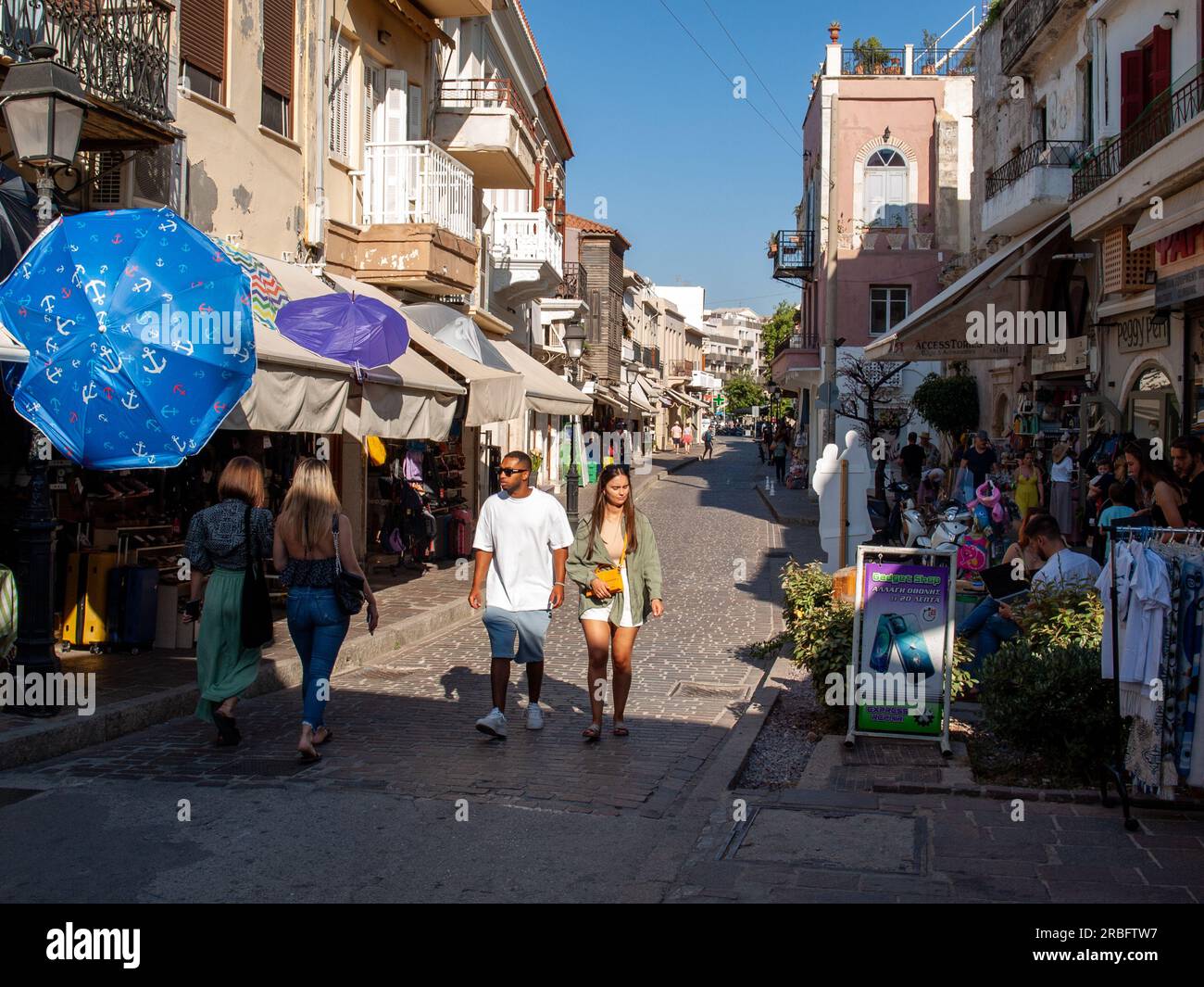 Rethymnon, Crete, Greece - June 16, 2022: The narrow street in Old Town ...