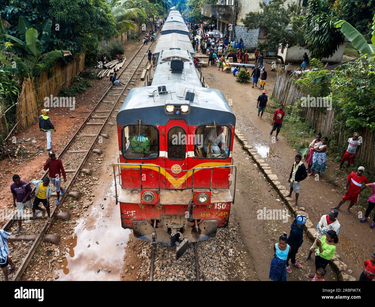 Old train on the railway line from Fianarantsoa to Manakara, Madagascar ...