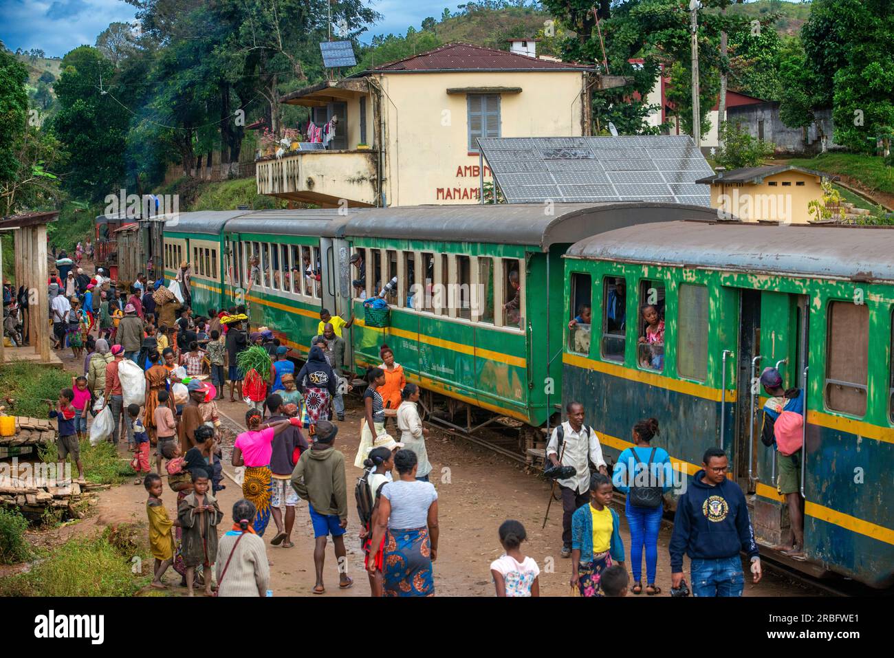 Old train on the railway line from Fianarantsoa to Manakara, Madagascar ...