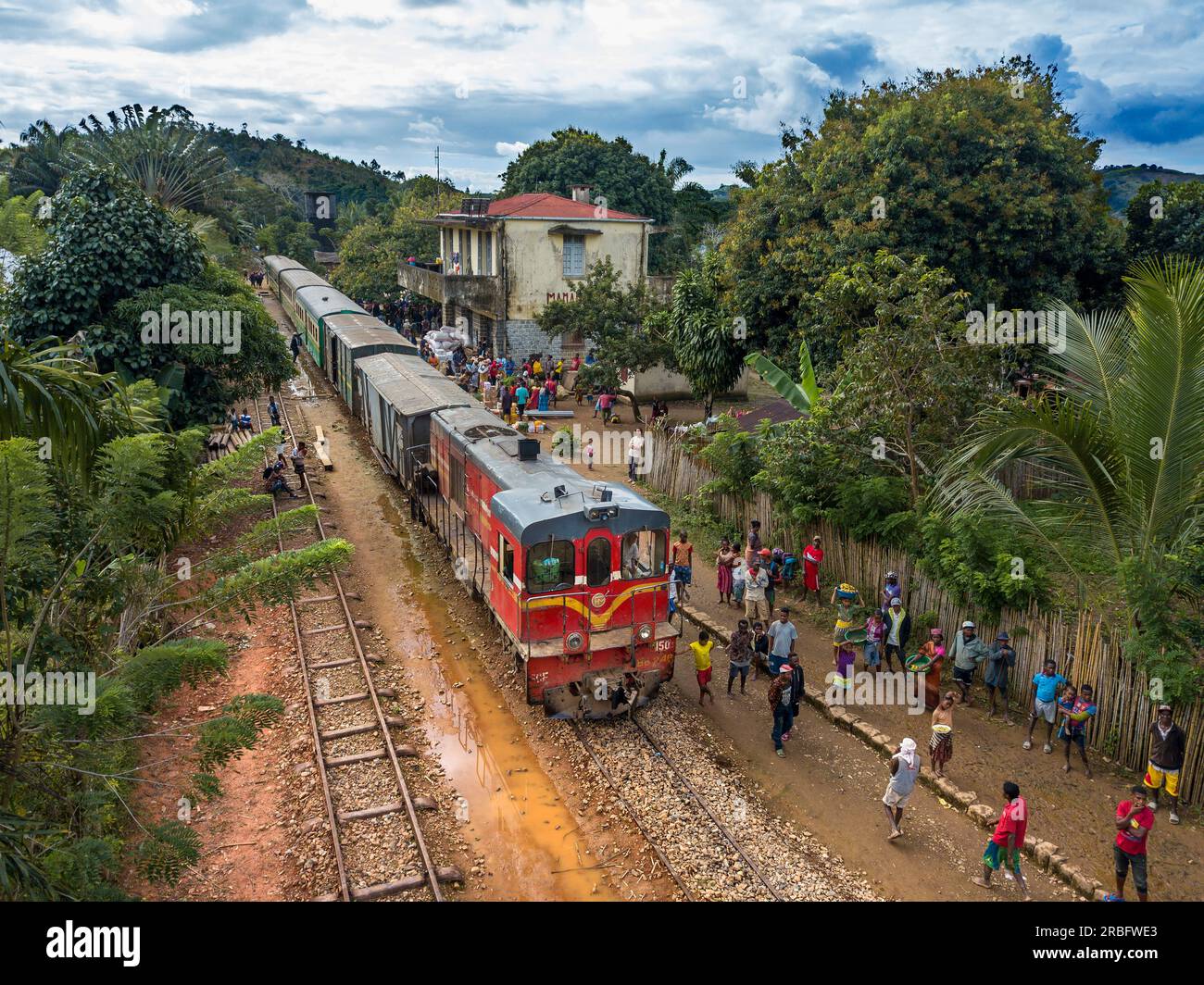 Old train on the railway line from Fianarantsoa to Manakara, Madagascar ...