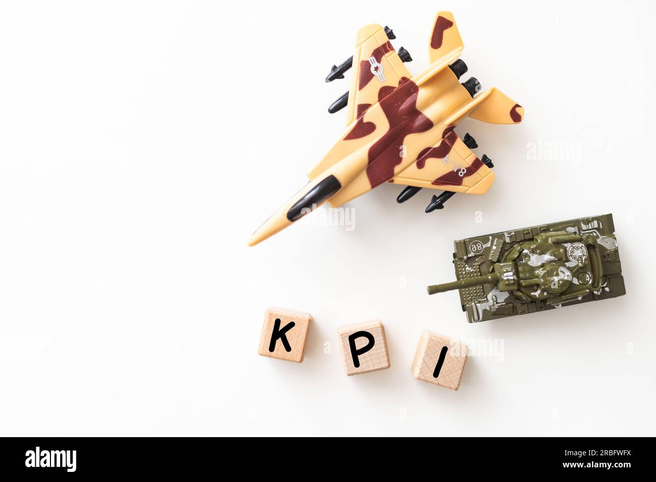 lined with kpi on yellow background. Military armored tank. war ...