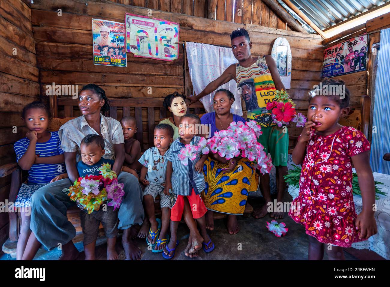 Family inside a locan house in the Vezo Betania fishing village on ...