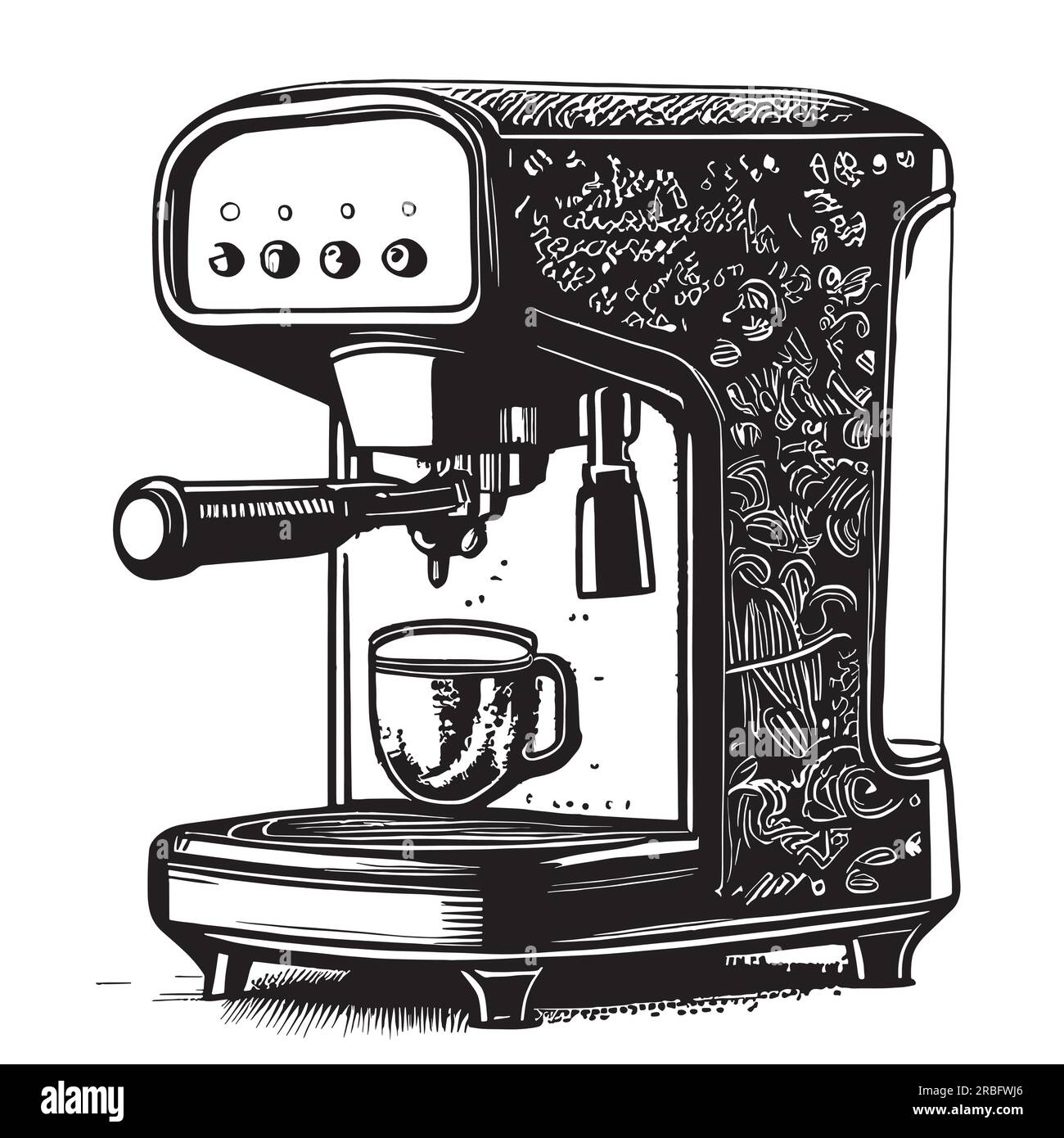 Coffee machine retro sketch hand drawn Coffee Vector illustration Stock ...