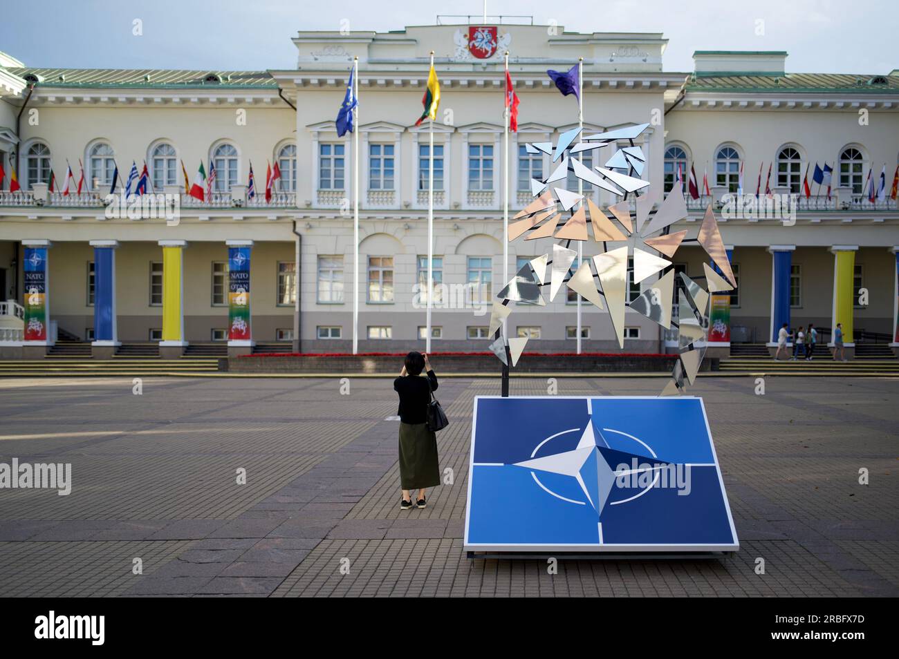 Nato summit in Vilnius, Lithuania 2023 and view of Presidential Palace ...