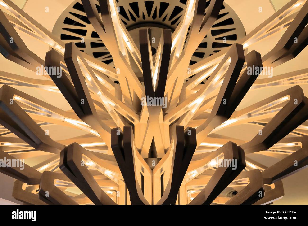 Big branched, ornamental chandelier lighten-up by a LED light source ...