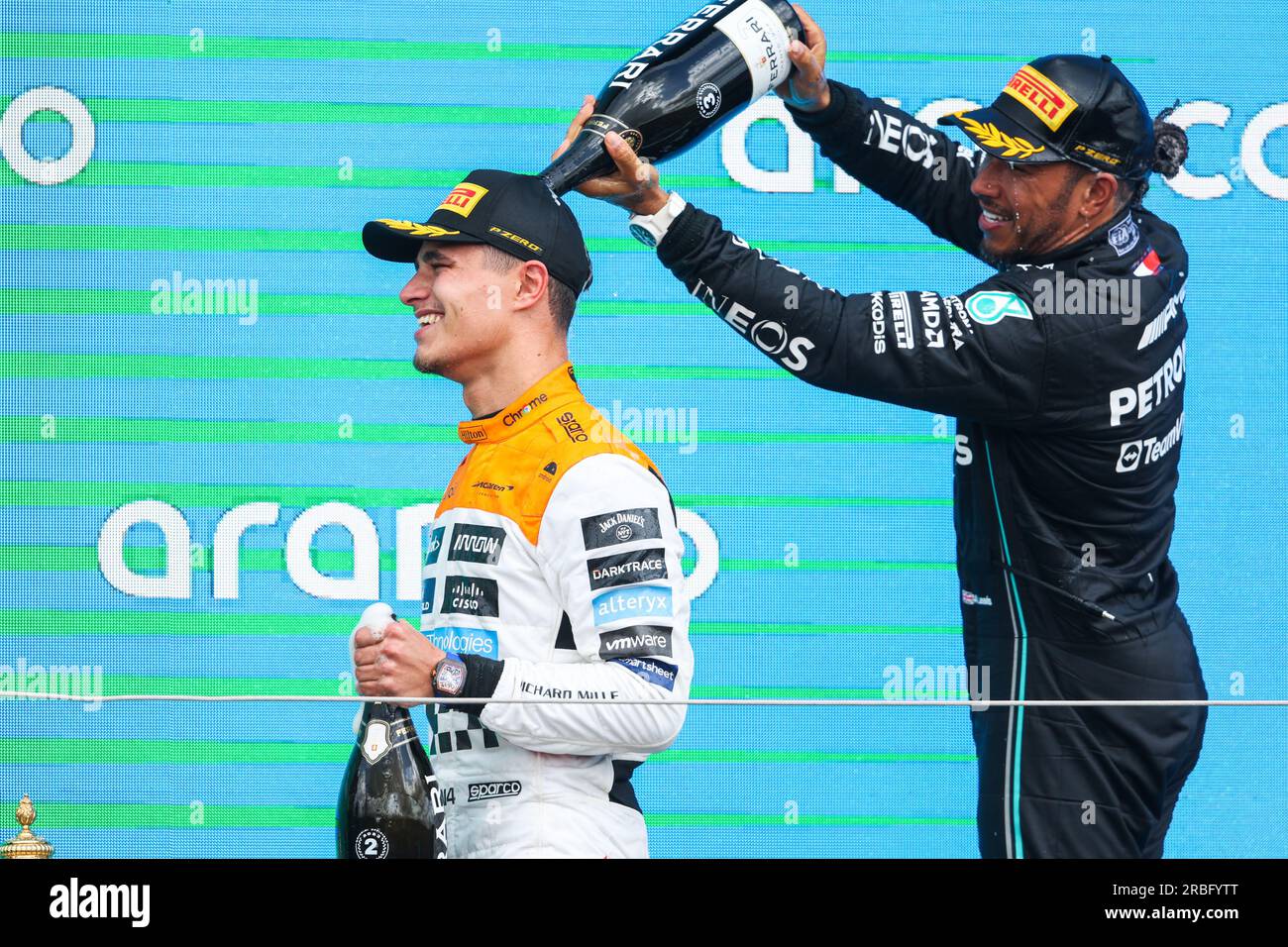 podium NORRIS Lando (gbr), McLaren F1 Team MCL60, HAMILTON Lewis (gbr ...