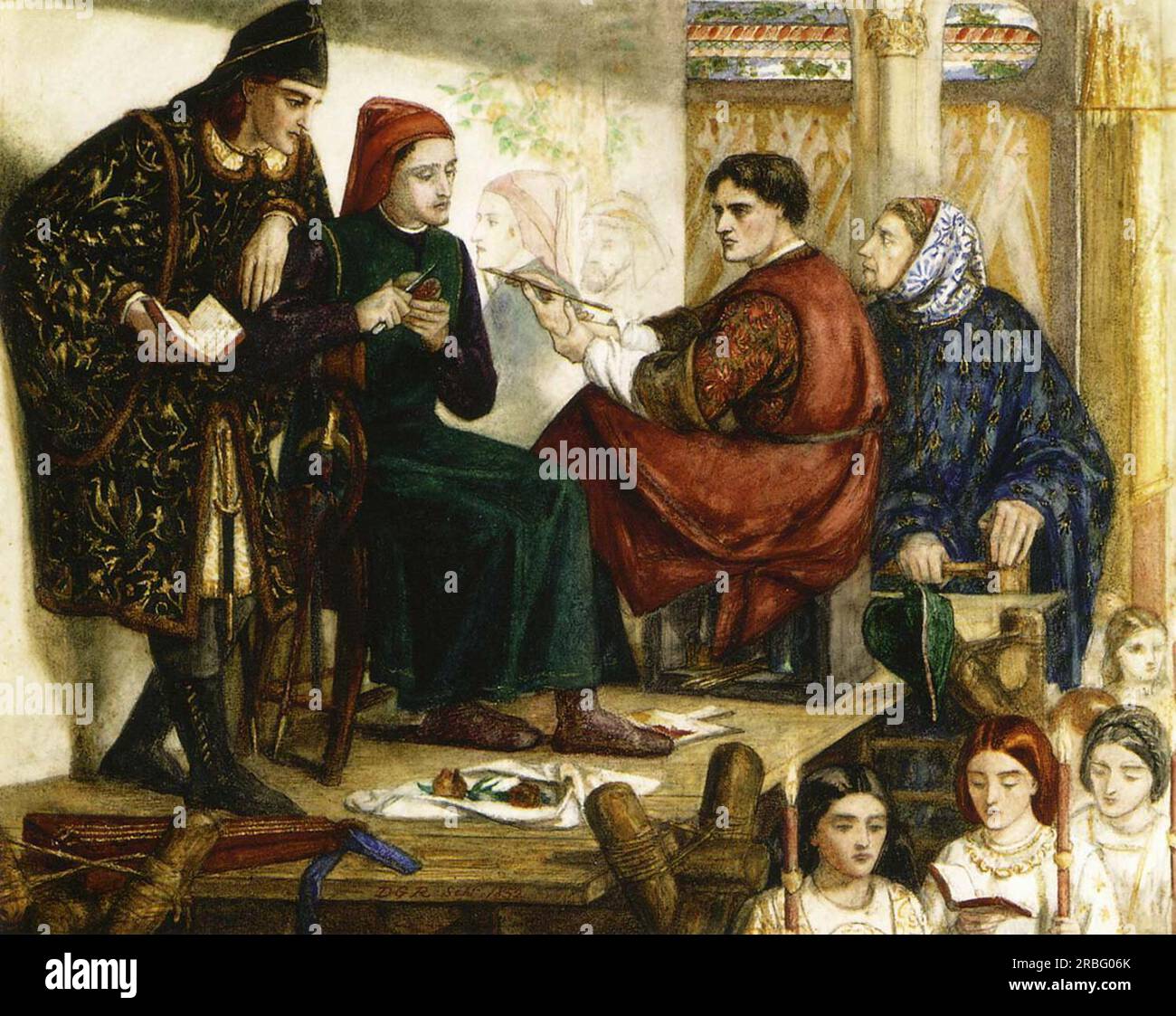 Giotto Painting the Portrait of Dante 1852 by Dante Gabriel Rossetti ...