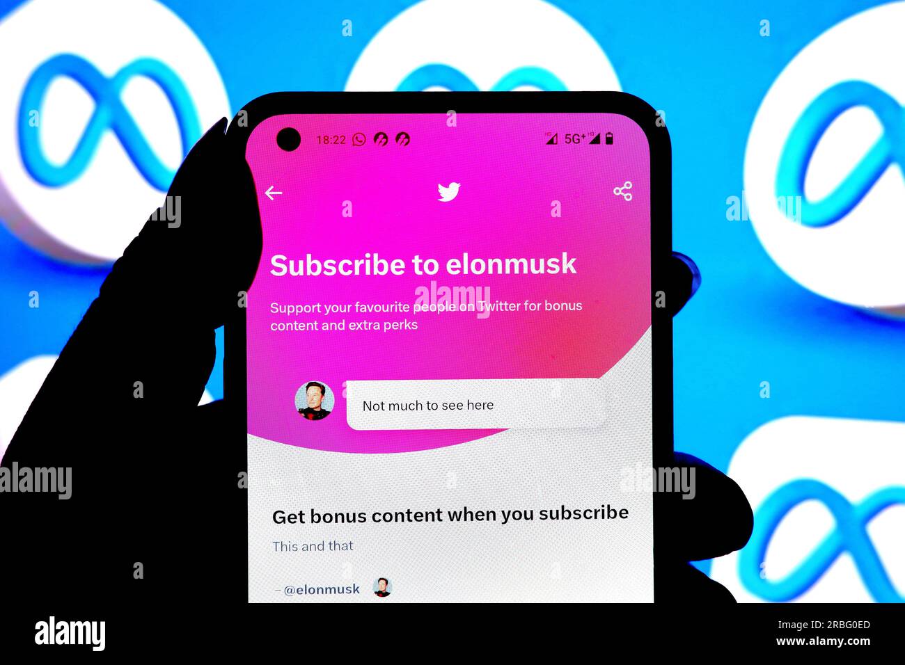 In this photo illustration, Elon Mask Twitter subscription account seen ...