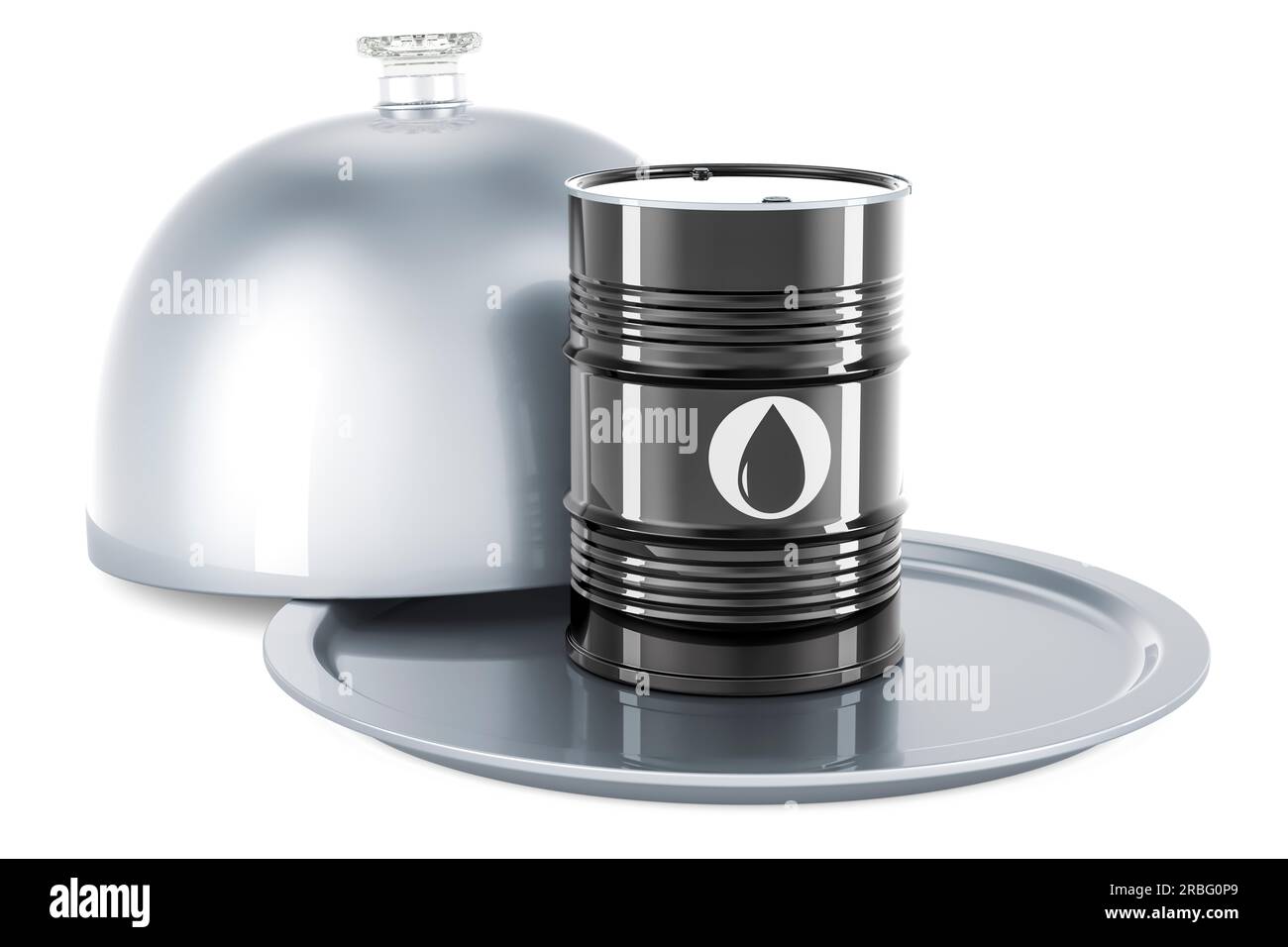 Restaurant cloche with oil barrel, 3D rendering isolated on white ...