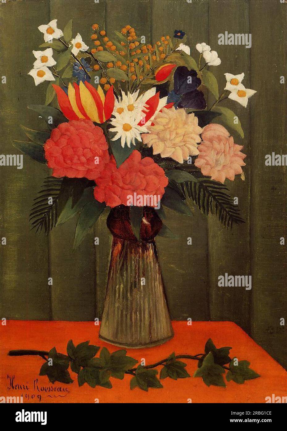 Bouquet of Flowers with an Ivy Branch 1909 by Henri Rousseau Stock ...
