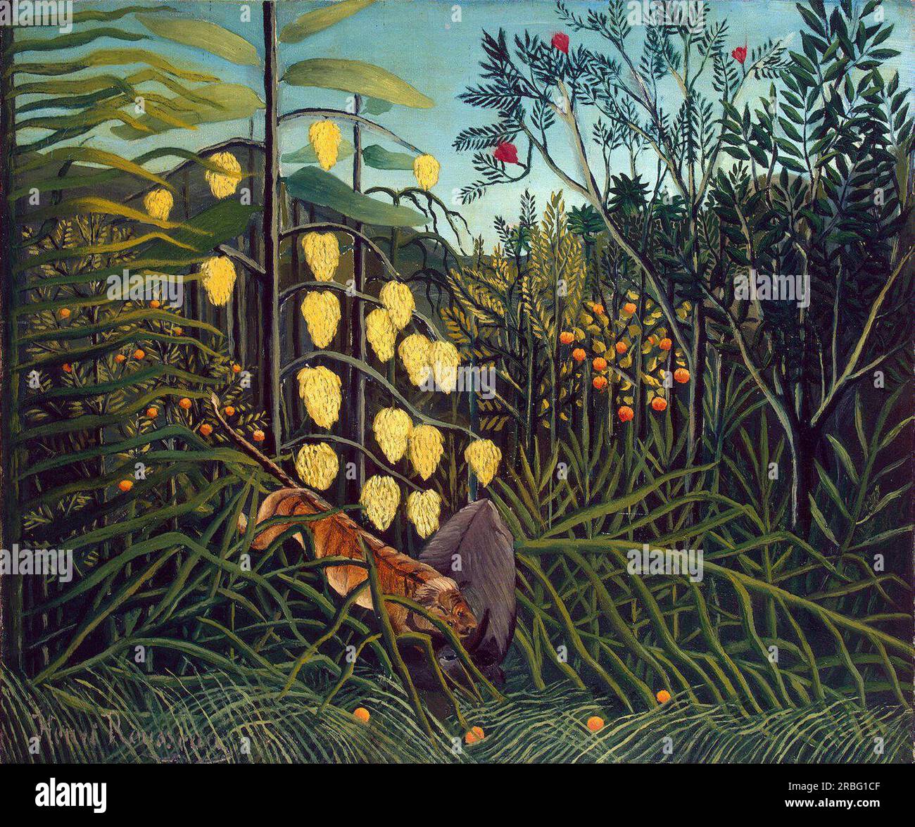 Tropical Forest: Battling Tiger and Buffalo 1908 by Henri Rousseau ...