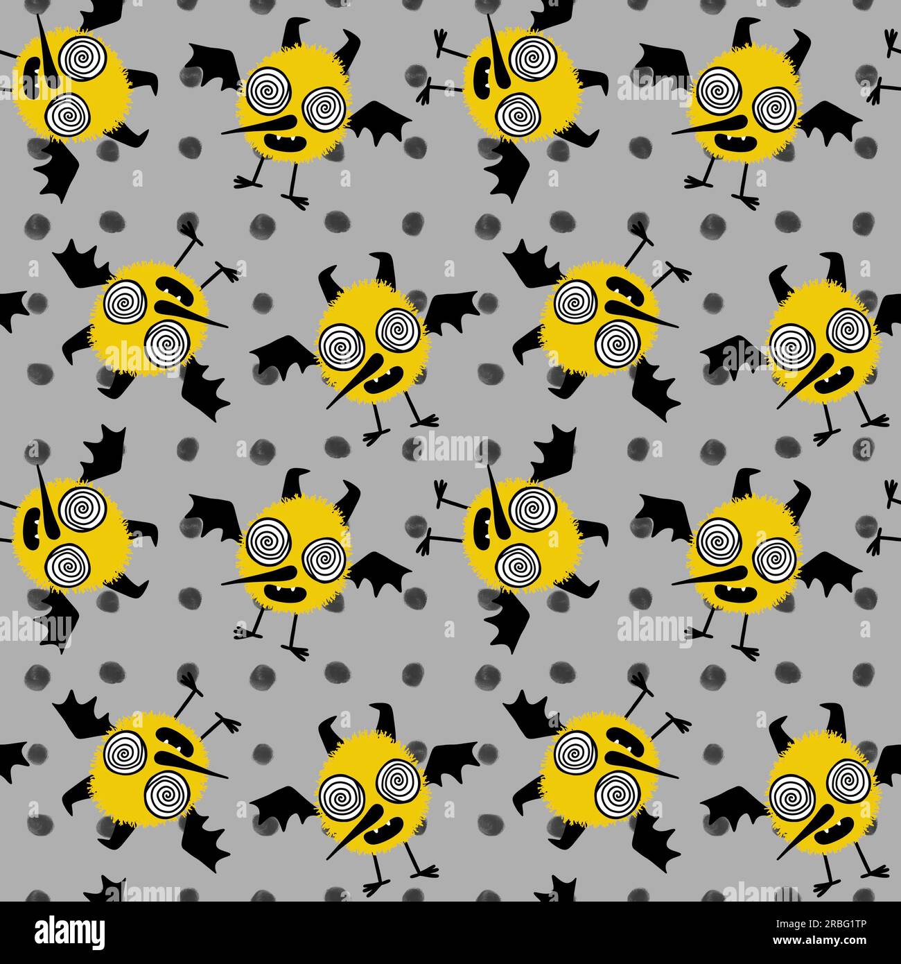 Halloween monsters birds seamless cartoon cute vampire pattern for ...