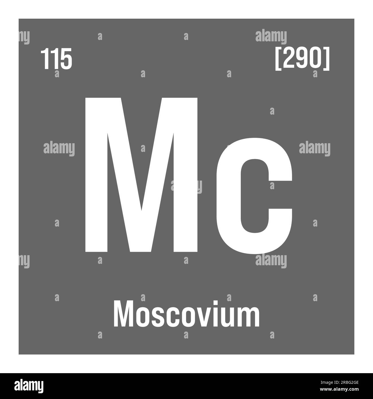 Moscovium, Mc, periodic table element with name, symbol, atomic number ...