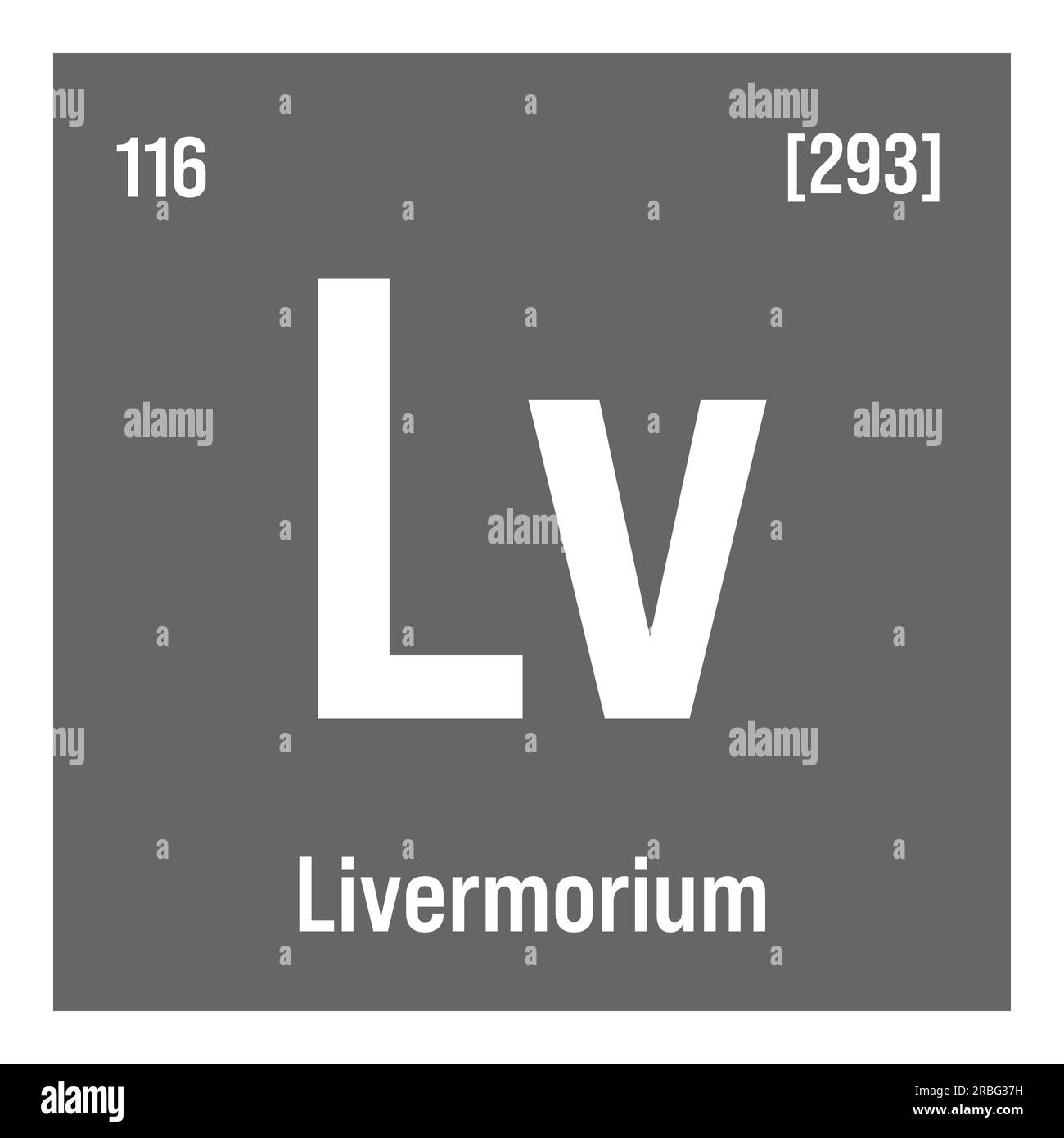 Livermorium, Lv, periodic table element with name, symbol, atomic ...