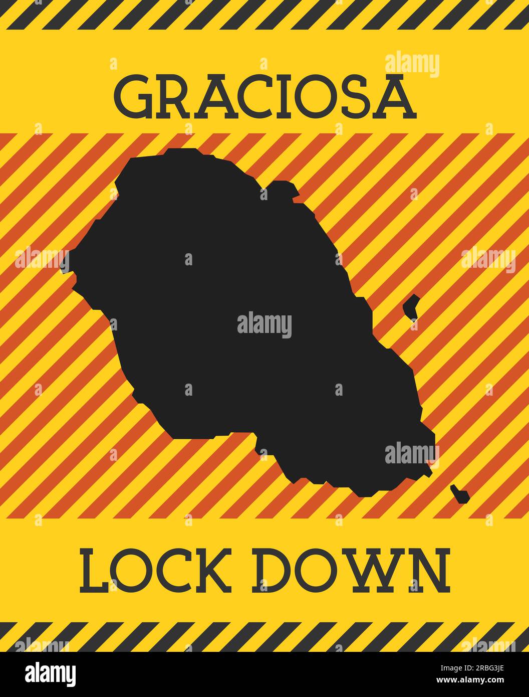 Graciosa Lock Down Sign. Yellow island pandemic danger icon. Vector ...