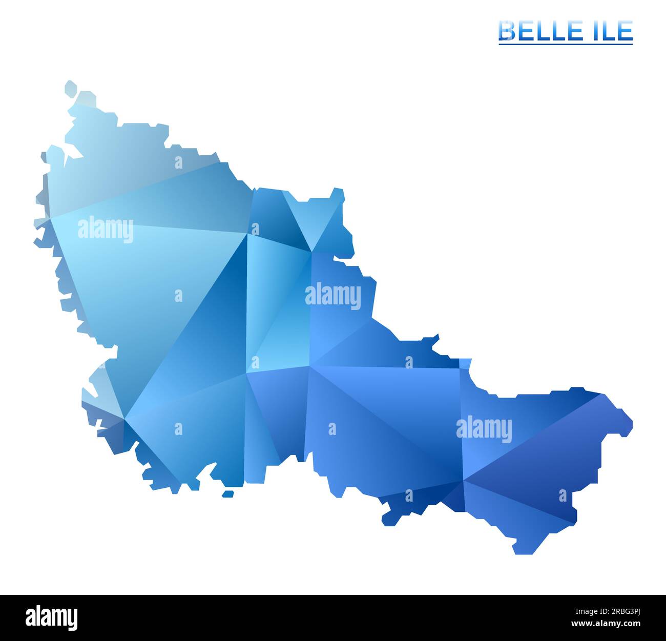 Vector polygonal Belle Ile map. Vibrant geometric island in low poly ...