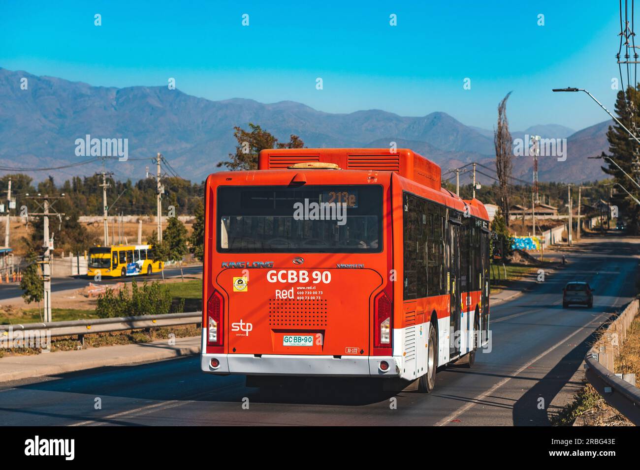 Santiago, Chile - April 04 2023: A public transport Transantiago, or ...