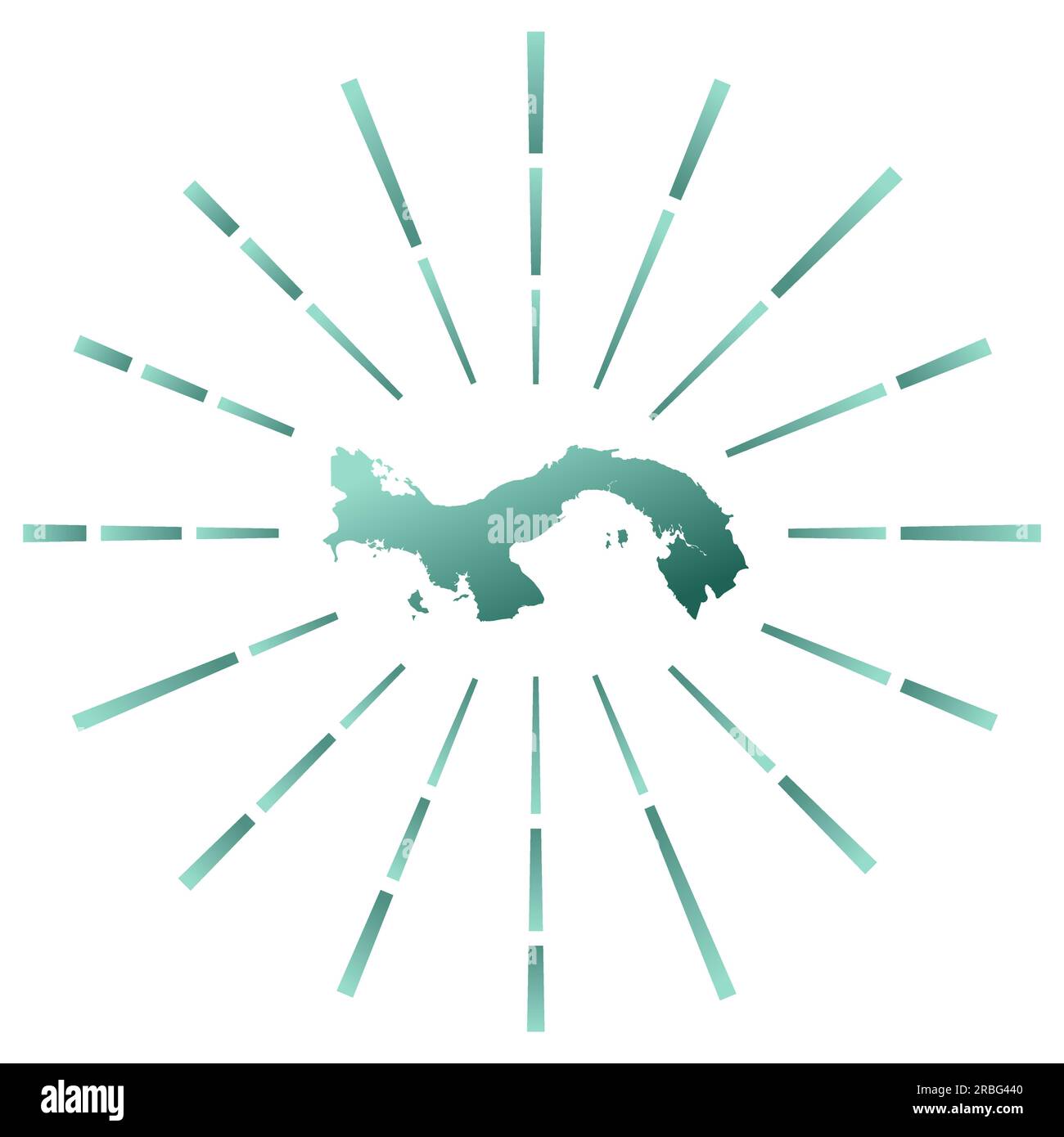 Panama gradiented sunburst. Map of the country with colorful star rays ...