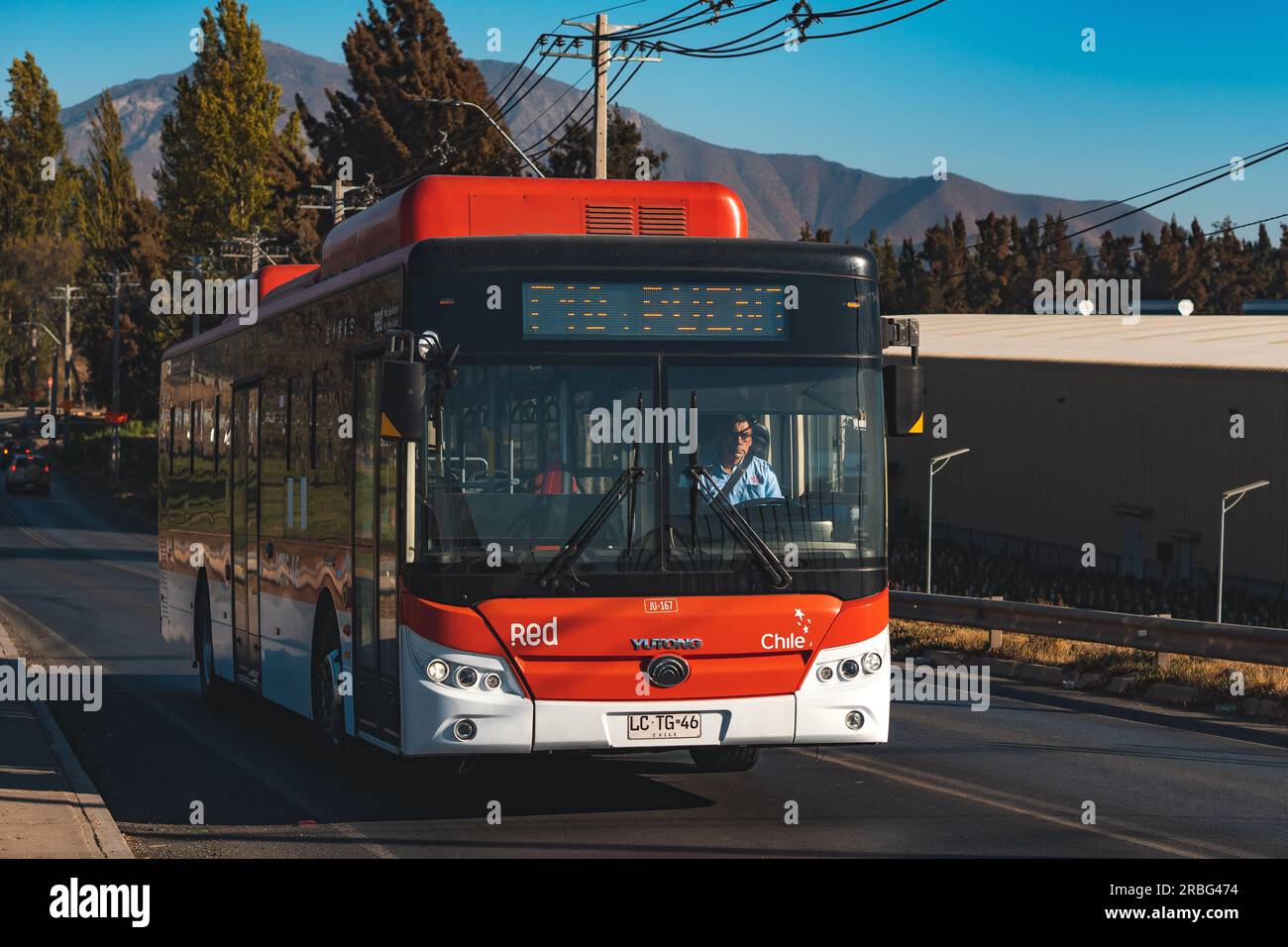 Santiago, Chile - April 04 2023: A public transport Transantiago, or ...