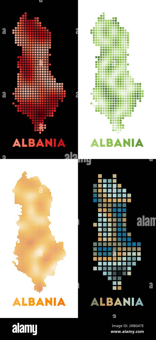 Albania map. Collection of maps of Albania in dotted style. Borders of ...