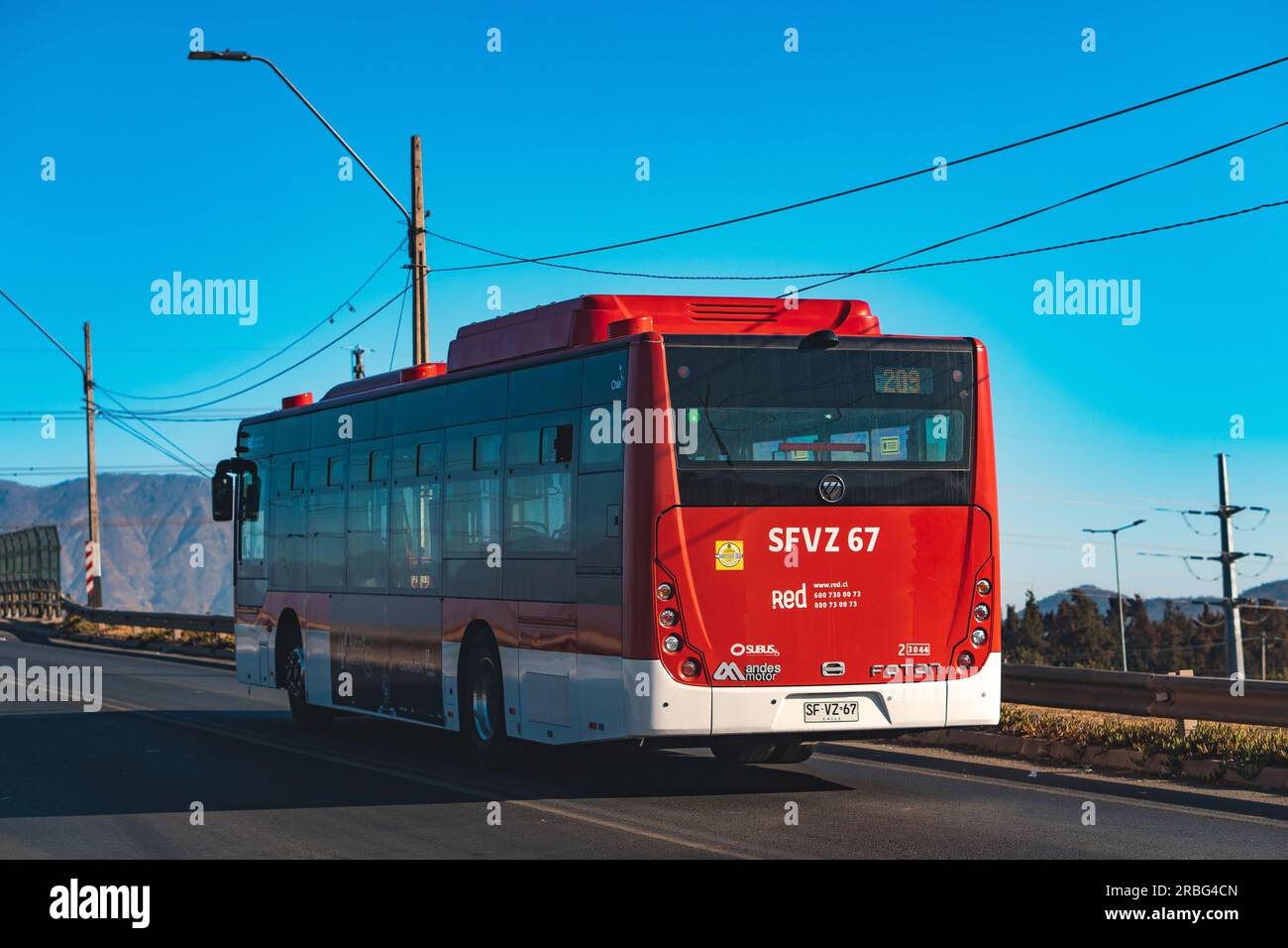 Santiago, Chile - April 04 2023: A public transport Transantiago, or ...