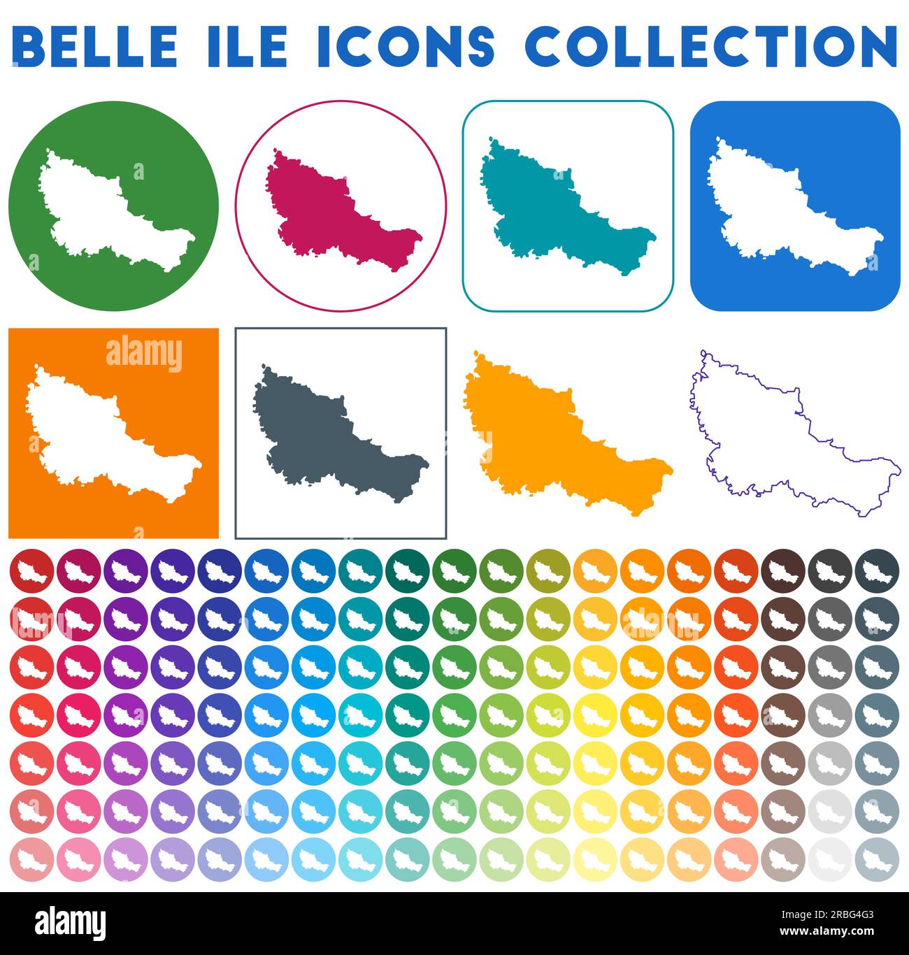 Belle Ile Icons Collection Bright Colourful Trendy Map Icons Modern