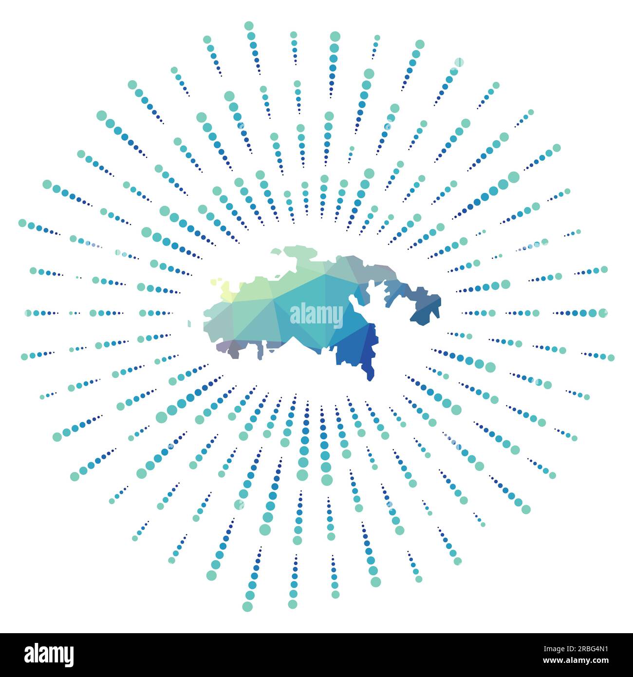 Shape of Saint John, polygonal sunburst. Map of the island with ...