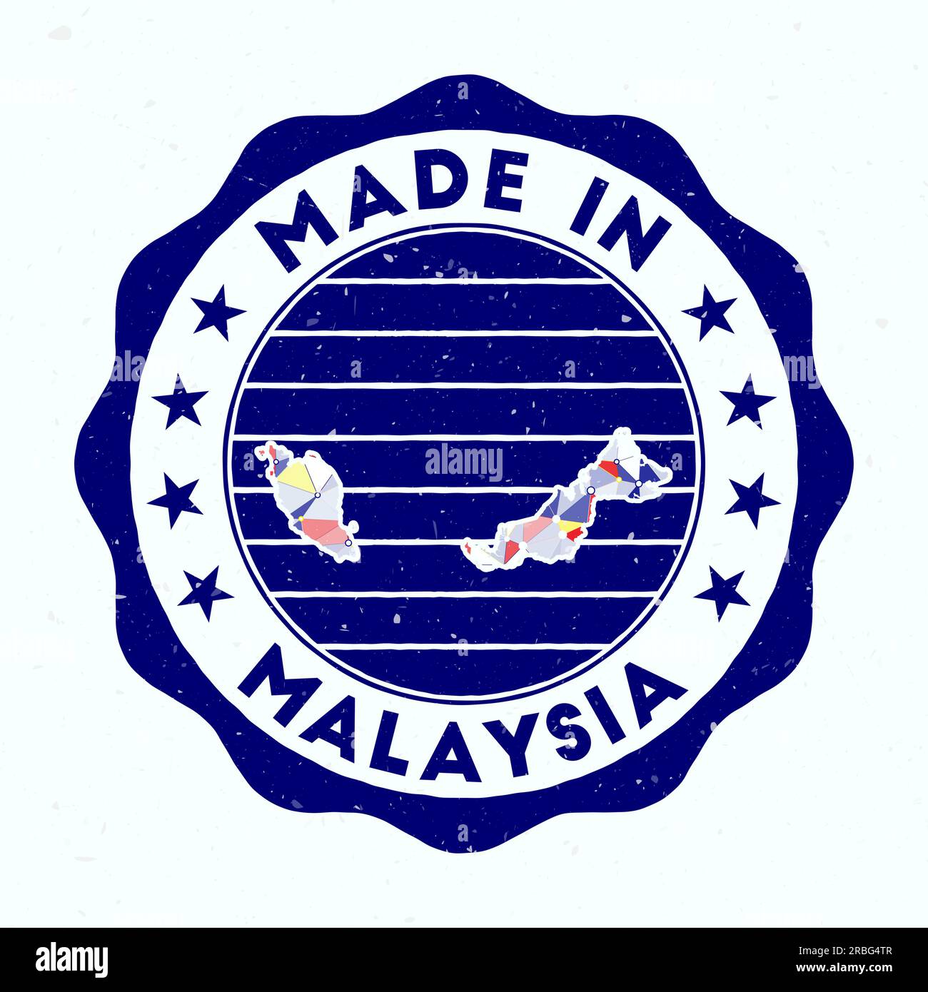 Made In Malaysia. Country round stamp. Seal of Malaysia with border ...