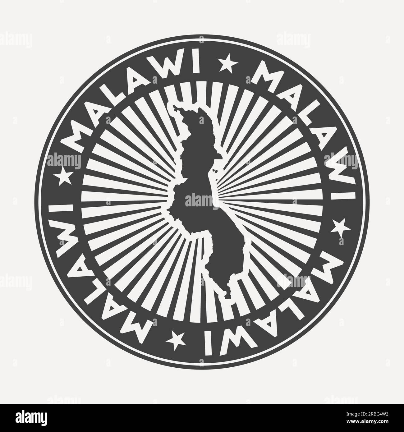Malawi round logo. Vintage travel badge with the circular name and map ...