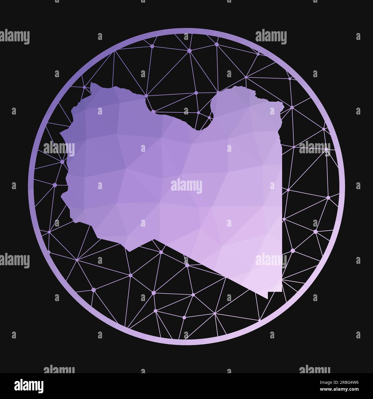 Libya icon. Vector polygonal map of the country. Libya icon in geometric style. The country map ...