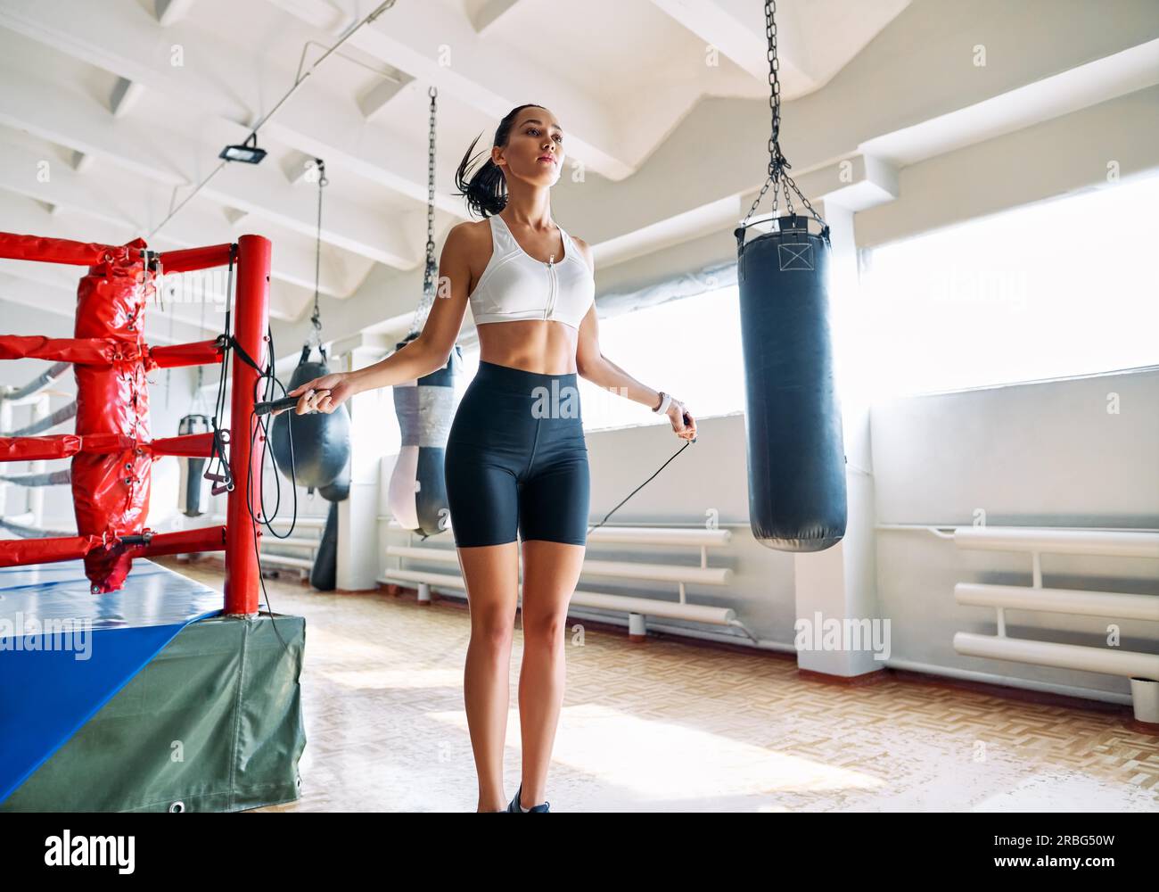 Beautiful woman skipping rope hi-res stock photography and images - Alamy