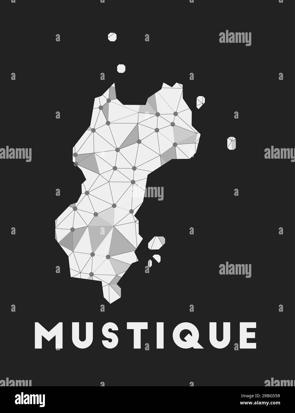Mustique - communication network map of island. Mustique trendy ...