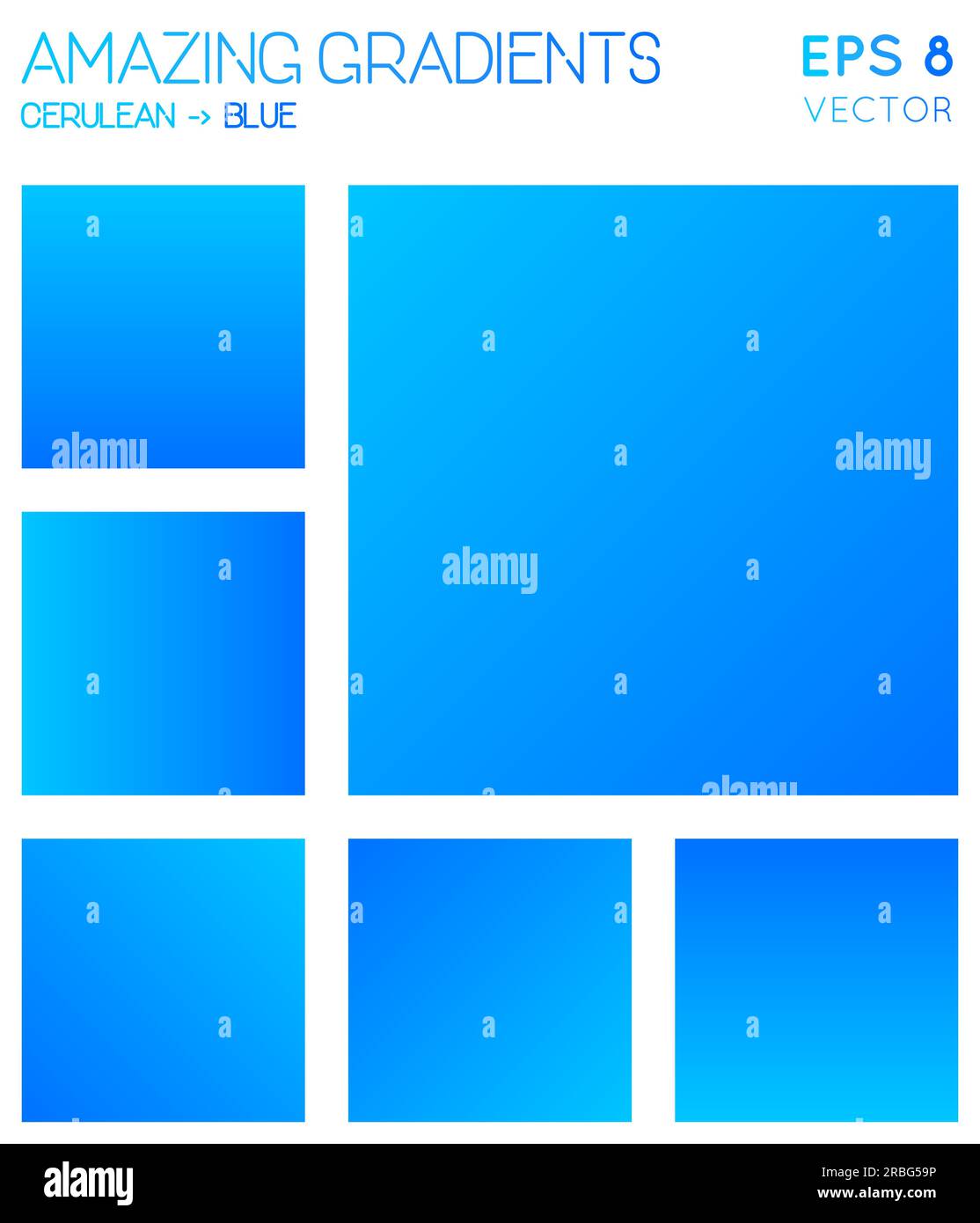 Colorful gradients in cerulean, blue color tones. Actual gradient ...