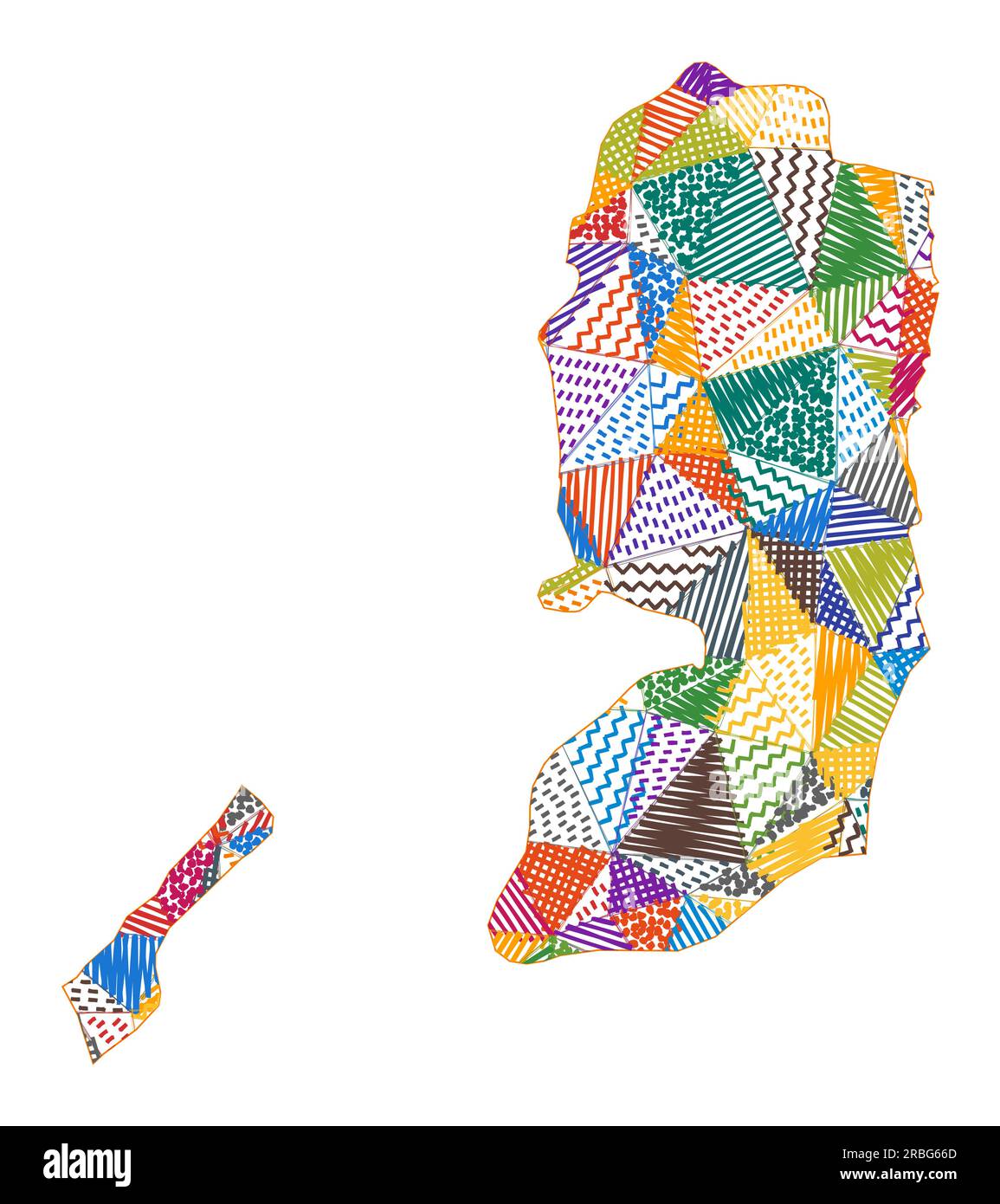 Kid style map of Palestine. Hand drawn polygons in the shape of ...