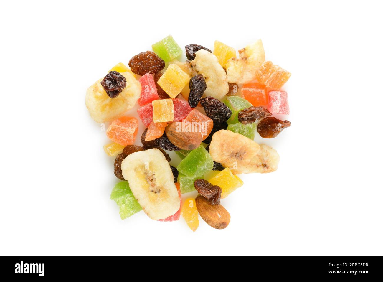 Heap of colorful dry fruits isolated on white background Stock Photo ...