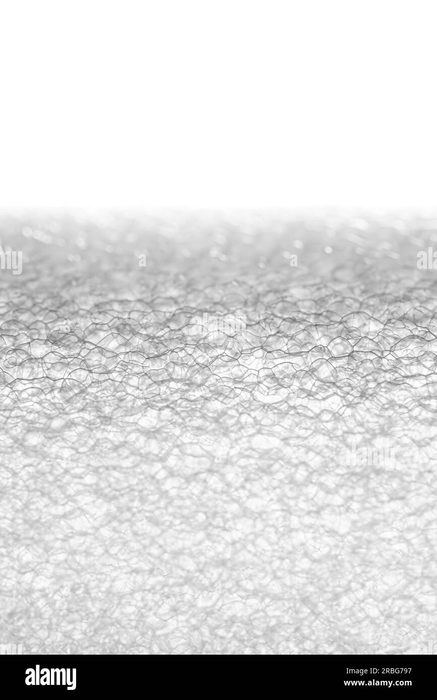 A white extruded polyethylene foam tube texture isolated on white ...