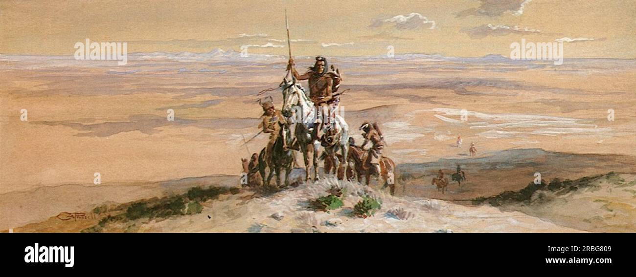 Indian War Party 1903 by Charles M. Russell Stock Photo - Alamy