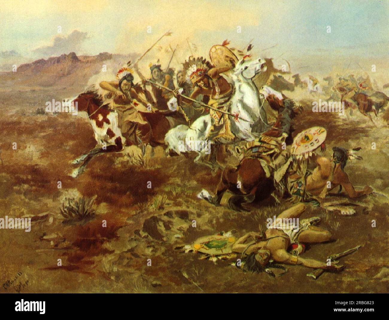 American indian battle painting hi-res stock photography and images - Alamy