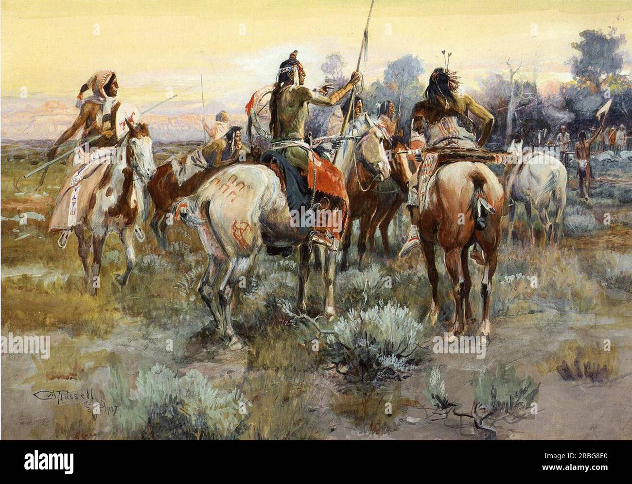 The Truce 1907 by Charles M. Russell Stock Photo - Alamy