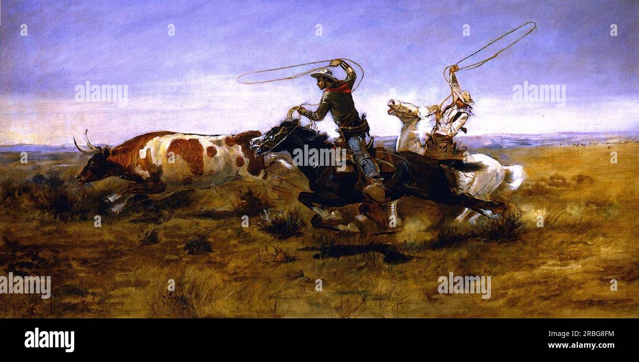 Cowboys roping a steer hi-res stock photography and images - Alamy