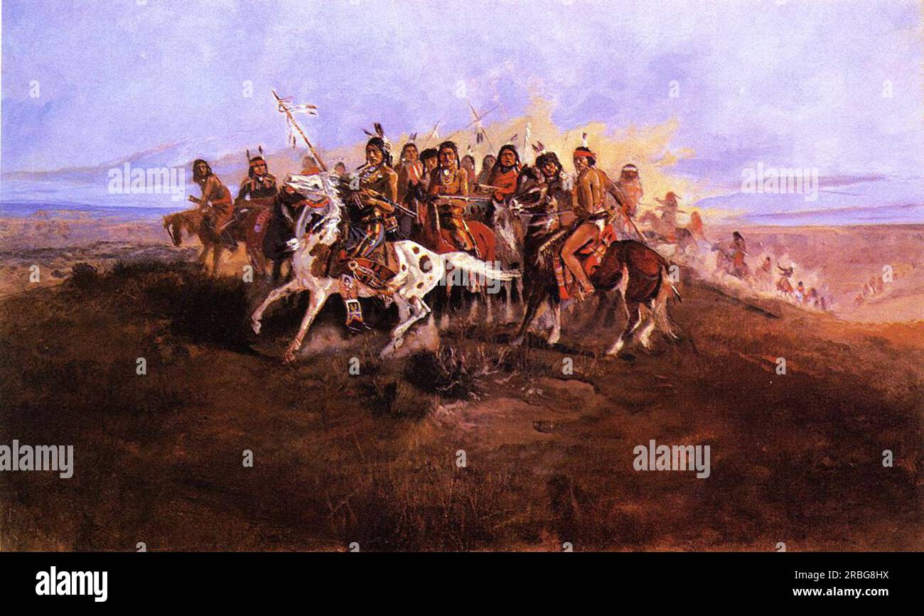The War Party by Charles M. Russell Stock Photo - Alamy